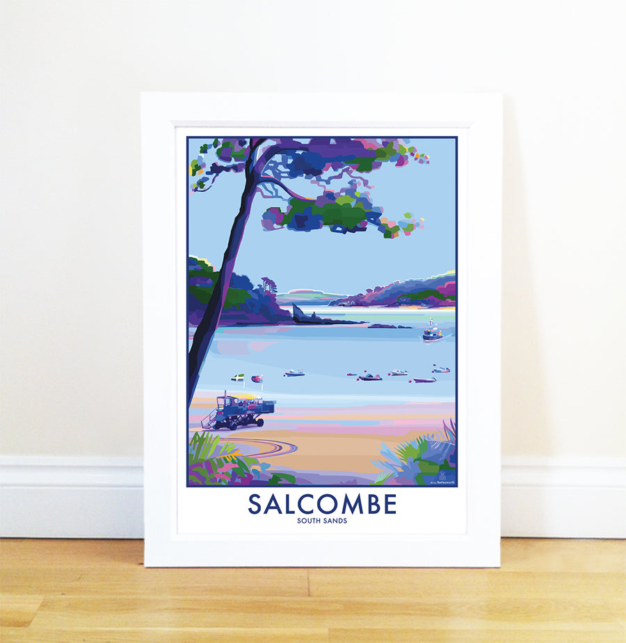 Salcombe South Sands- Becky Bettesworth Vintage Travel Poster and ...