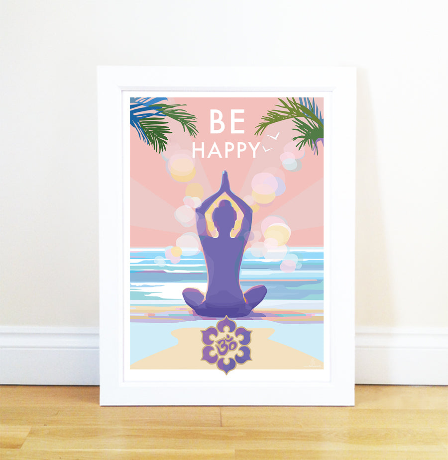 Be Happy - Travel Poster and Seaside Print by Becky Bettesworth ...