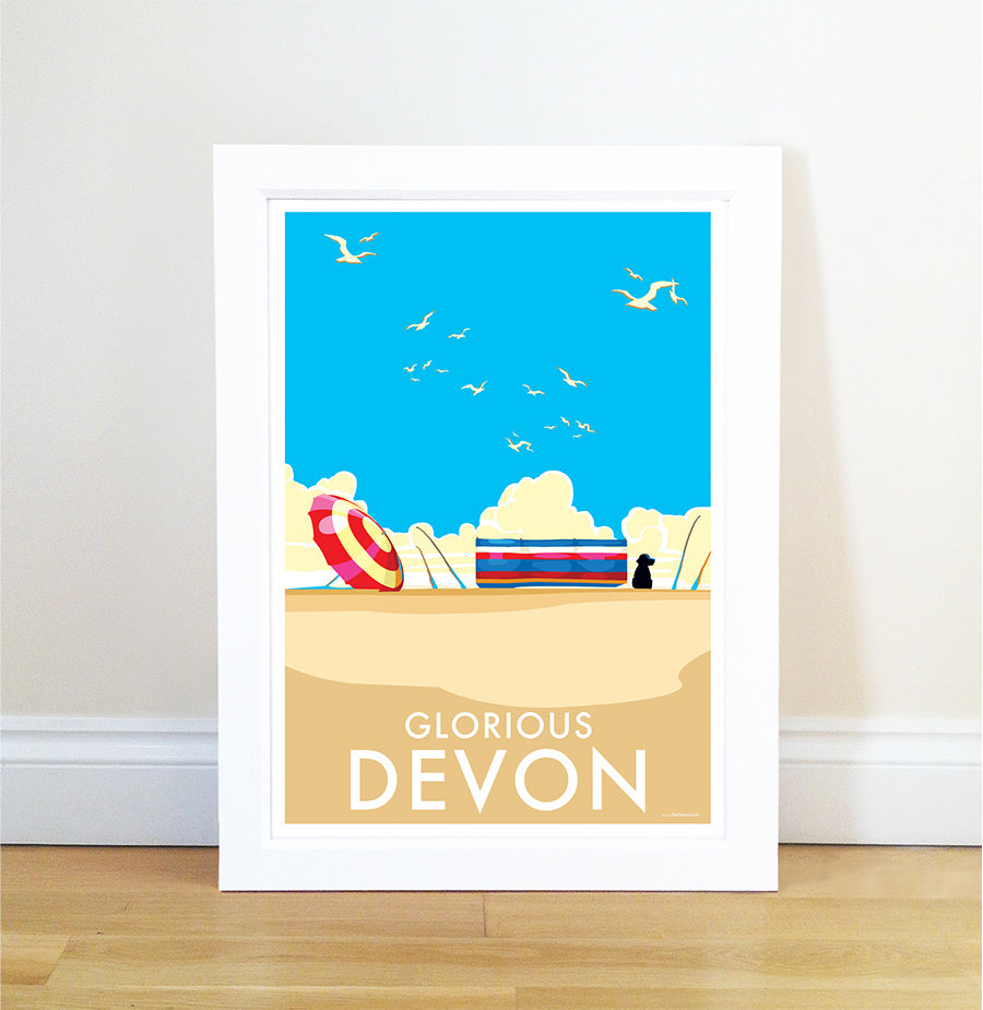 Glorious Devon - Travel Poster and Seaside Print by Becky Bettesworth ...